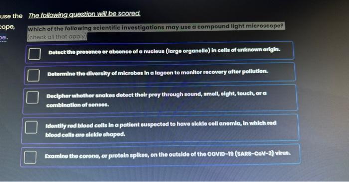 Solved Knowledge Check Use of Microscopes You are going to | Chegg.com