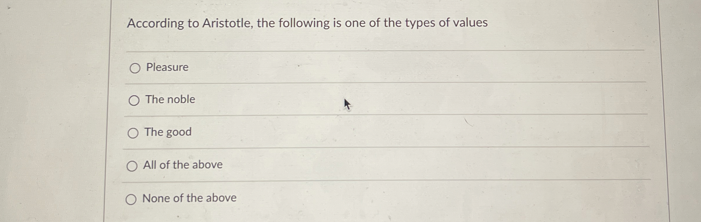 According to Aristotle, the following is one of the | Chegg.com