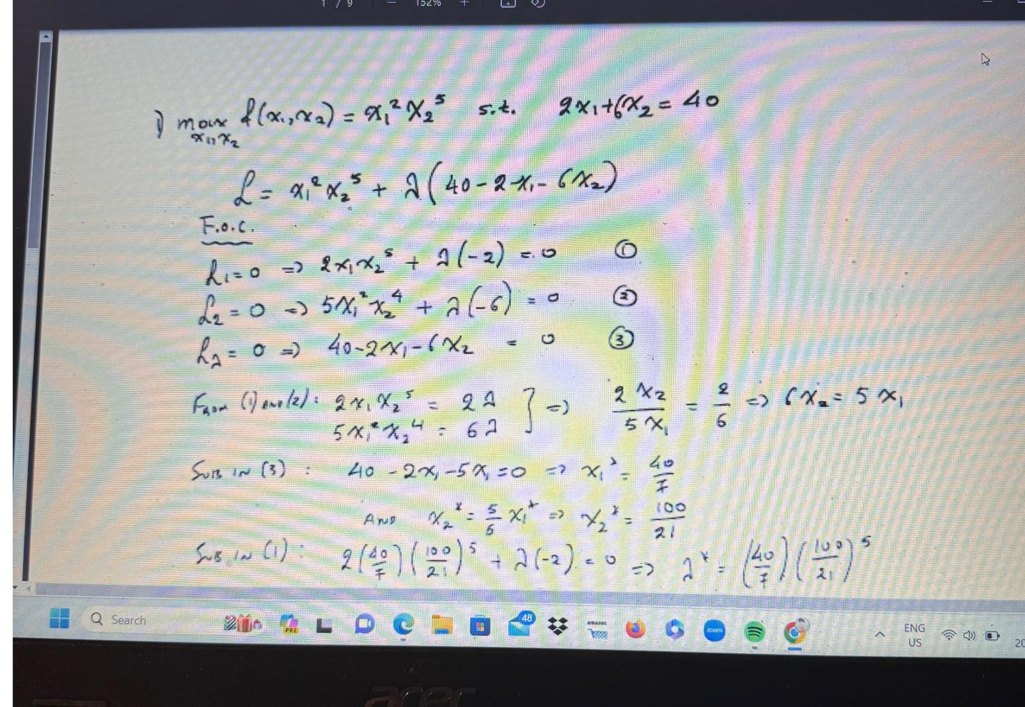 Solved Constrained Optimization Using Method Of Lagrange