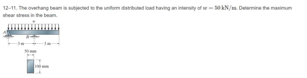 [Solved]: 12-11. The overhang beam is subjected to the uni