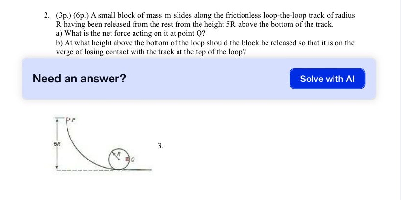 Solved Steps for How to solve: (3p.) (6p.) ﻿A small block of | Chegg.com
