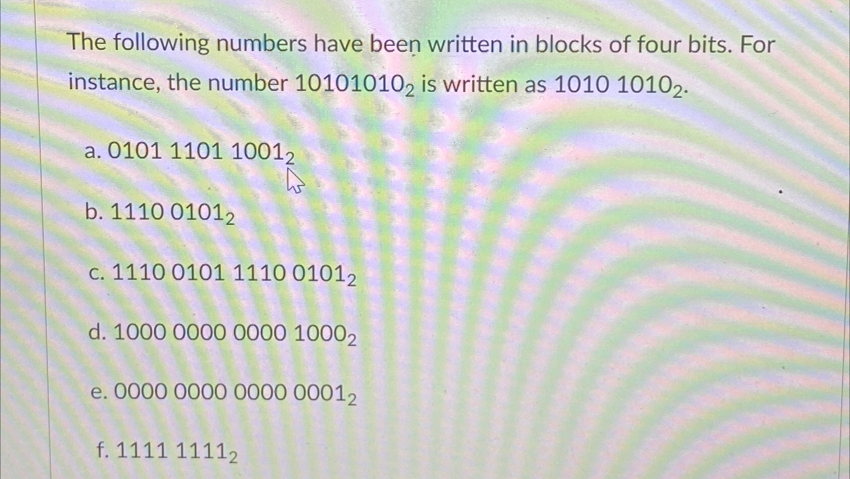 Solved The following numbers have been written in blocks of | Chegg.com