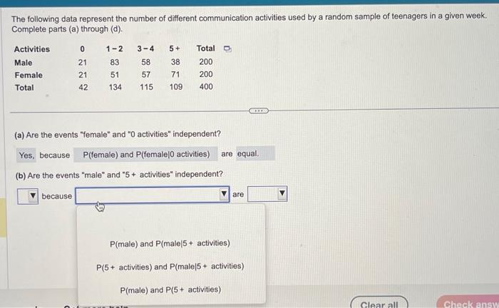 Solved The following data represent the number of different | Chegg.com