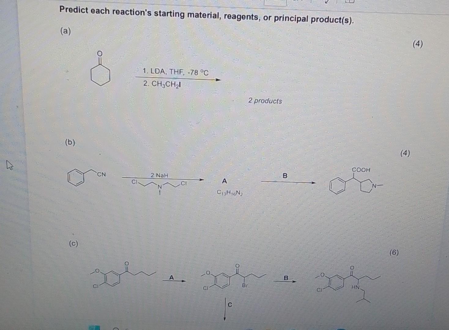 Solved Predict each reaction's starting material, reagents, | Chegg.com