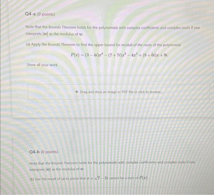 Solved Q4-a (O points) Note that the Bounds Theorem holds | Chegg.com