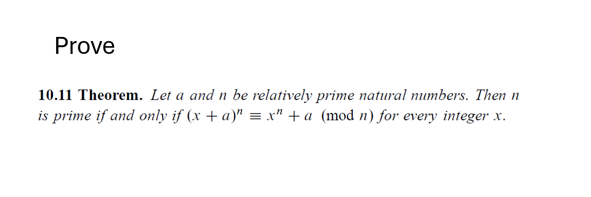 Solved Prove10.11 ﻿Theorem. Let a and n ﻿be relatively prime | Chegg.com