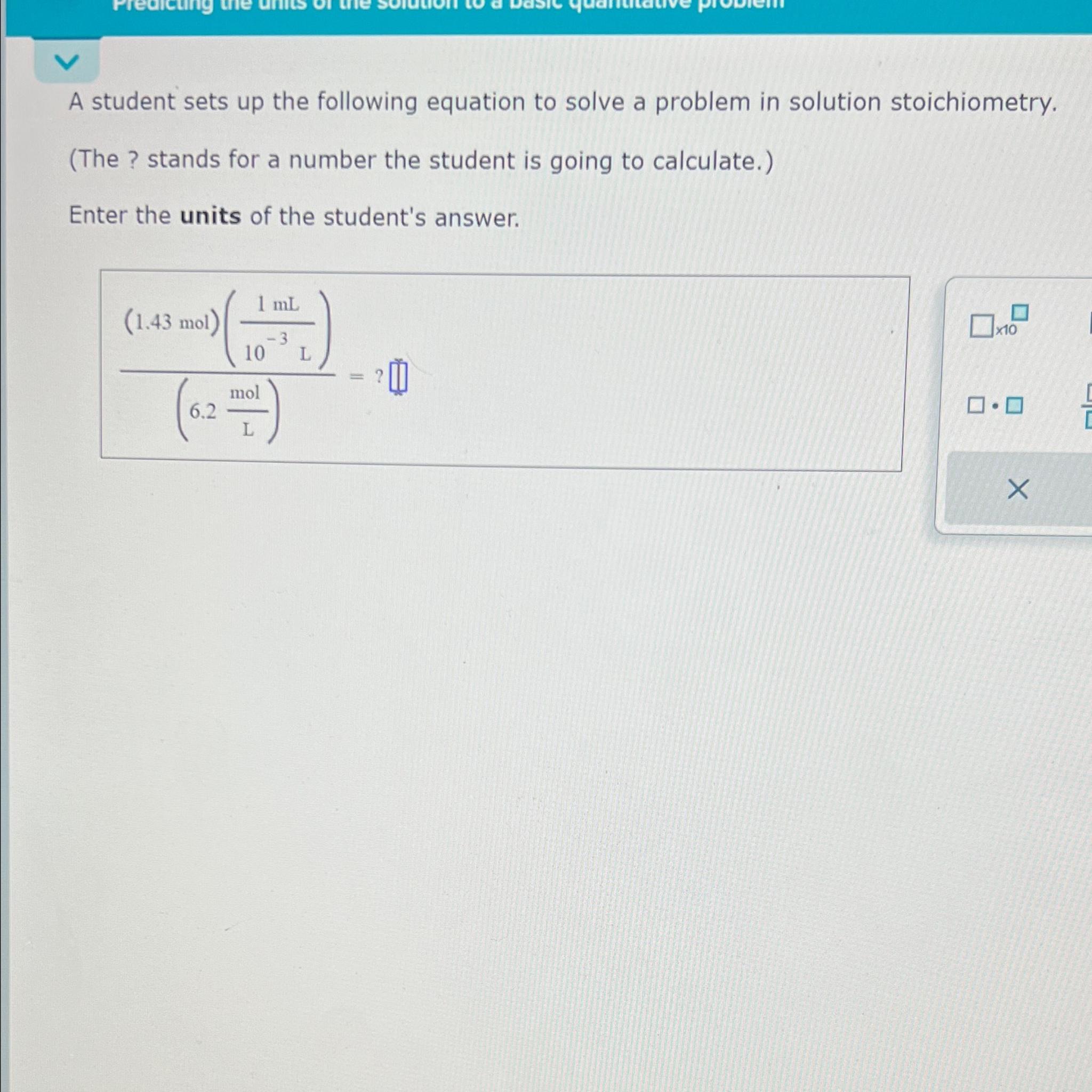 Solved A student sets up the following equation to solve a | Chegg.com