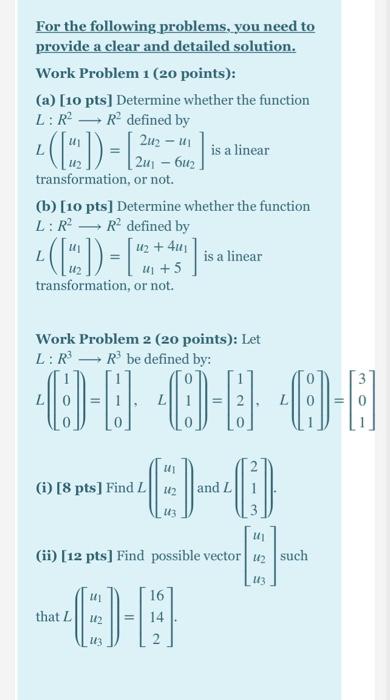 Solved For the following problems, you need to provide a | Chegg.com