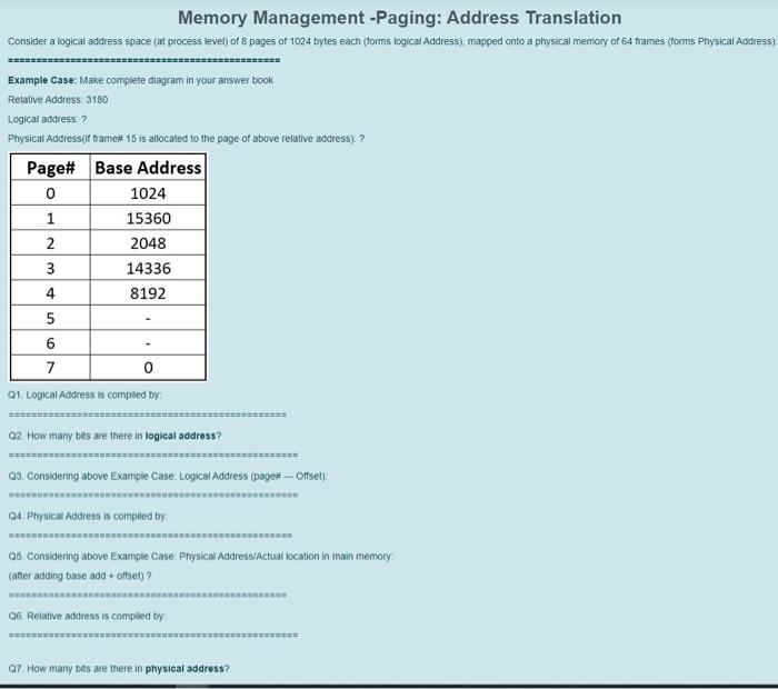 Solved Memory Management - Paging: Address Translation | Chegg.com