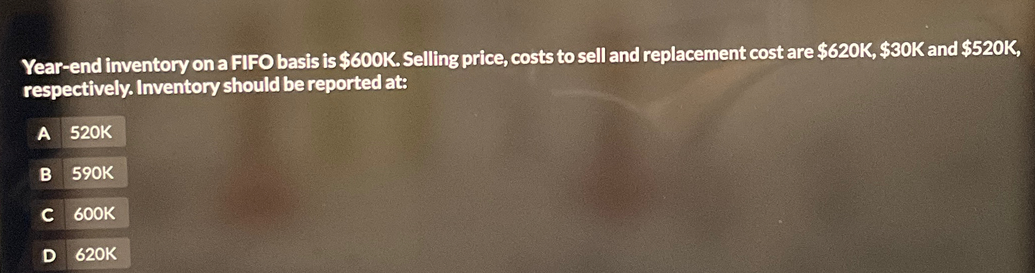 Solved Year-end inventory on a FIFO basis is $600K. Selling | Chegg.com