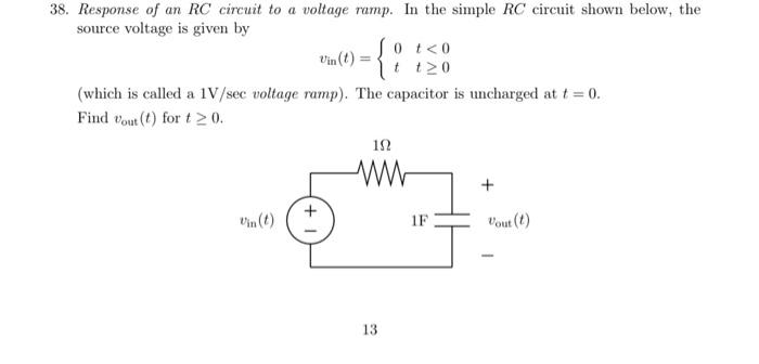 Solved 38. Response of an RC circuit to a voltage ramp. In | Chegg.com