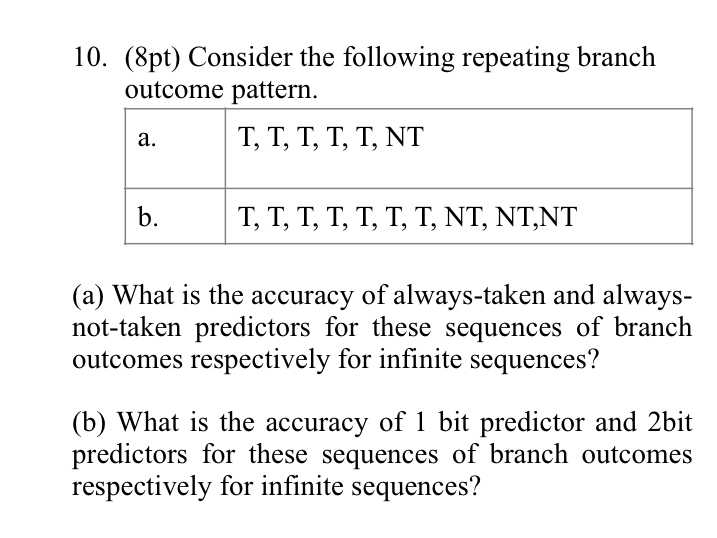 Solved (8pt) ﻿Consider the following repeating branchoutcome | Chegg.com