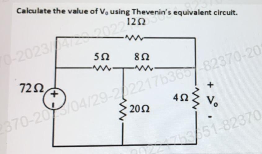 Solved Calculate the value of Vo using Thevenin's equivalent | Chegg.com