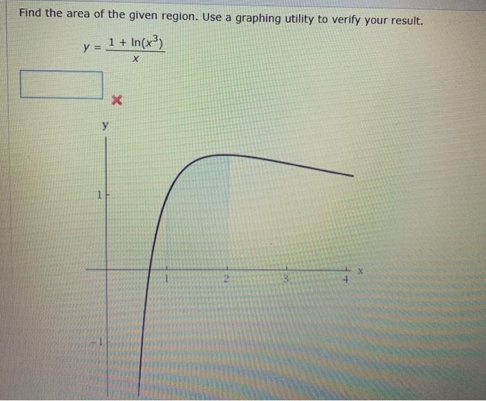 Solved Find the area of the given region. Use a graphing | Chegg.com