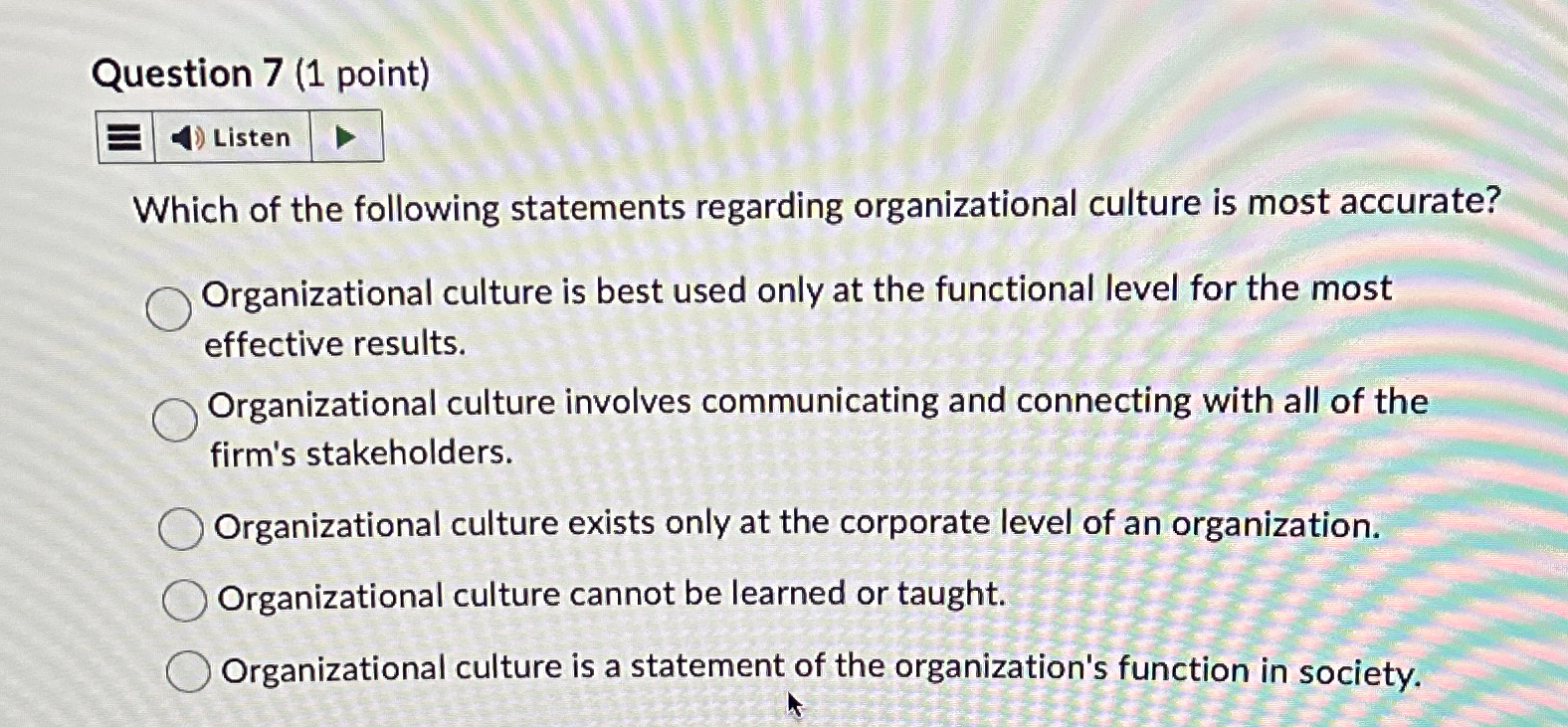 Solved Question 7 (1 ﻿point)ListenWhich of the following | Chegg.com