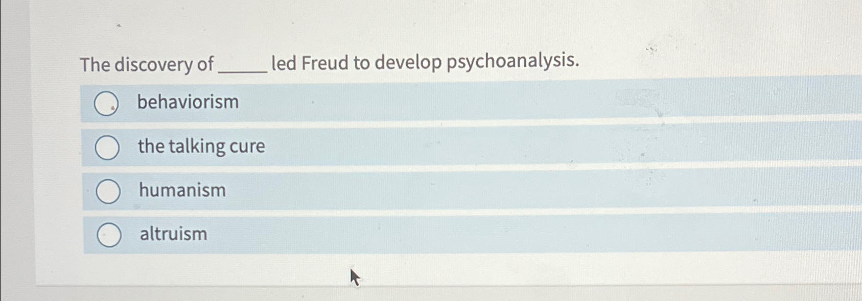 Solved The discovery of led Freud to develop | Chegg.com