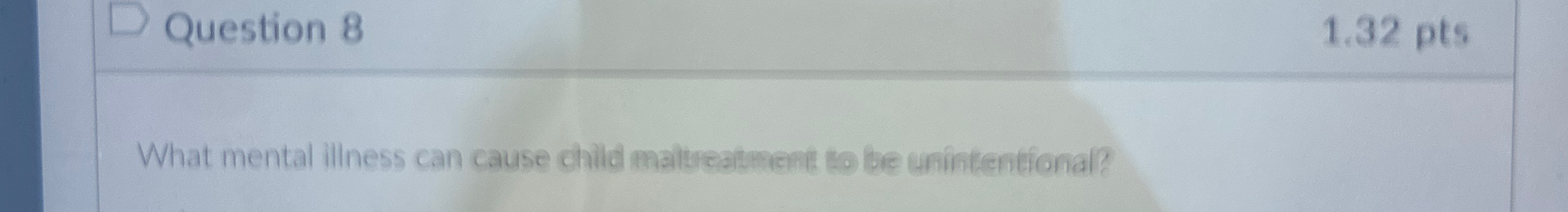 Solved Question 81.32 ﻿ptsWhat mental illness can cause | Chegg.com
