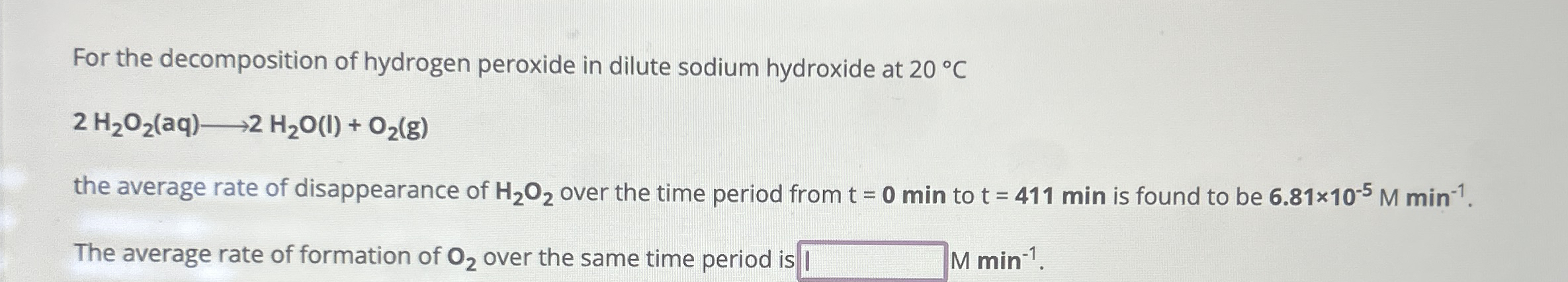 Solved For the decomposition of hydrogen peroxide in dilute | Chegg.com