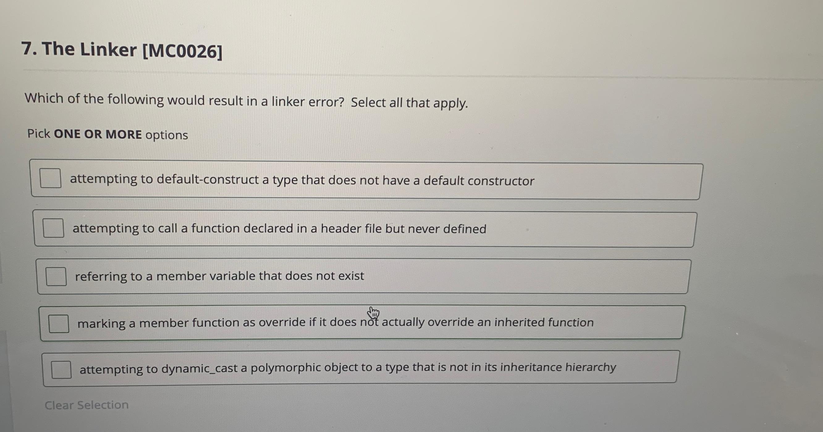 Solved The Linker [MC0026]Which of the following would | Chegg.com