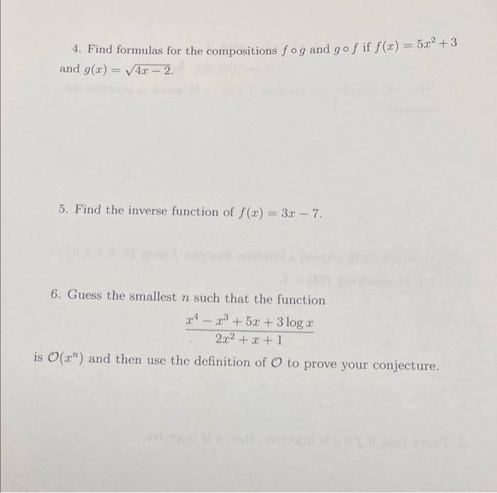 Solved 4. Find formulas for the compositions f∘g and g∘f if | Chegg.com
