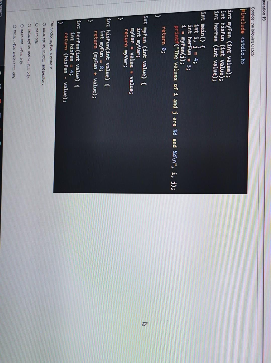 Solved Question 19 Consider The Following C Code Include 0790
