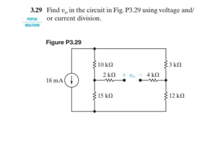 Solved 3.29 Find v, in the circuit in Fig. P3.29 using | Chegg.com