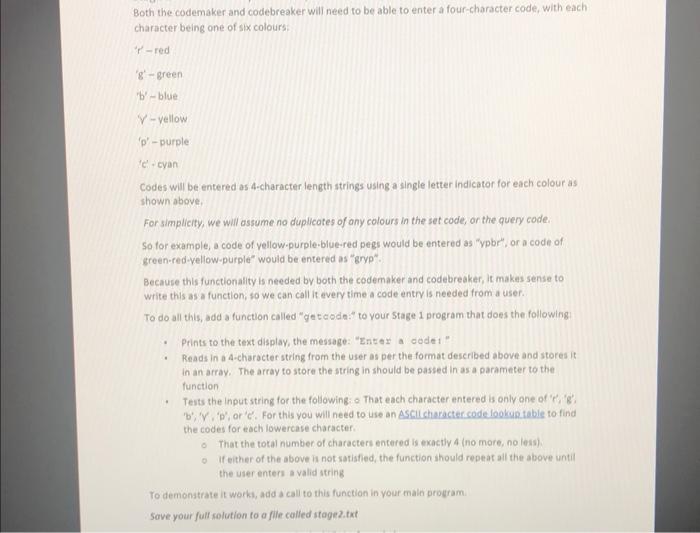 Solved Background Mastermind is a code-breaking game for two | Chegg.com