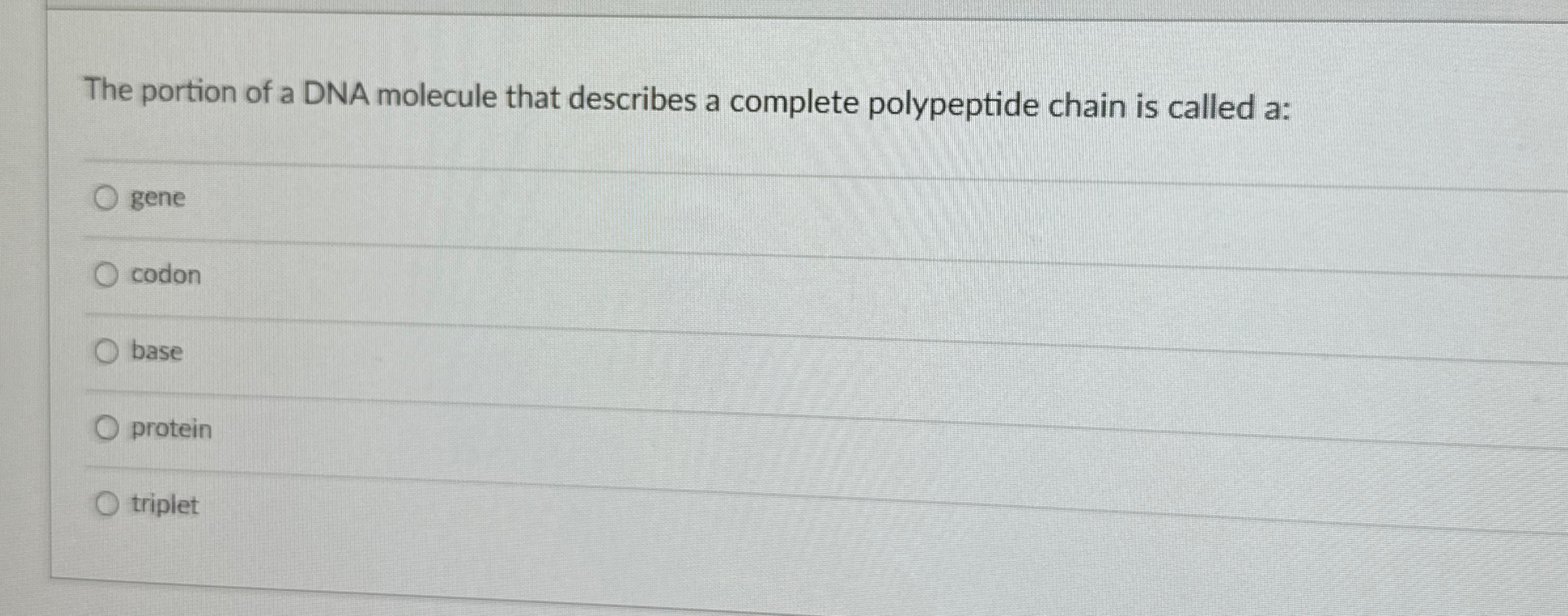 The portion of a DNA molecule that describes a | Chegg.com