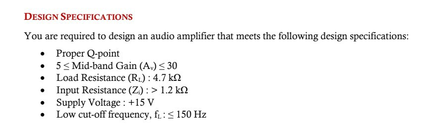 Solved DESIGN SPECIFICATIONS You are required to design an | Chegg.com