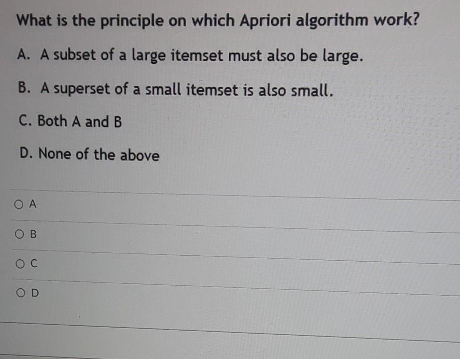 Solved What is the principle on which Apriori algorithm | Chegg.com