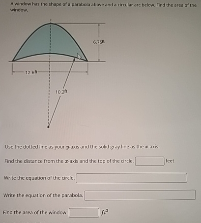 Solved A window has the shape of a parabola above and a | Chegg.com