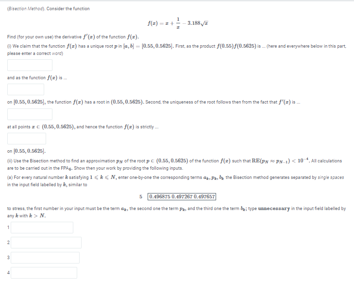 Solved (Bisection Method). Consider the function f(t) ==+ | Chegg.com