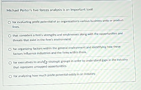 Solved Michael Porter's five forces analysis is an important | Chegg.com
