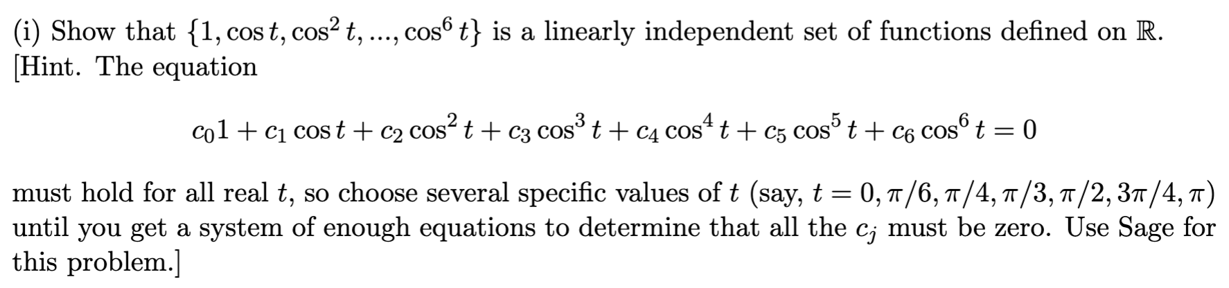 Solved Use SageMath for this problem (i) ﻿Show that | Chegg.com