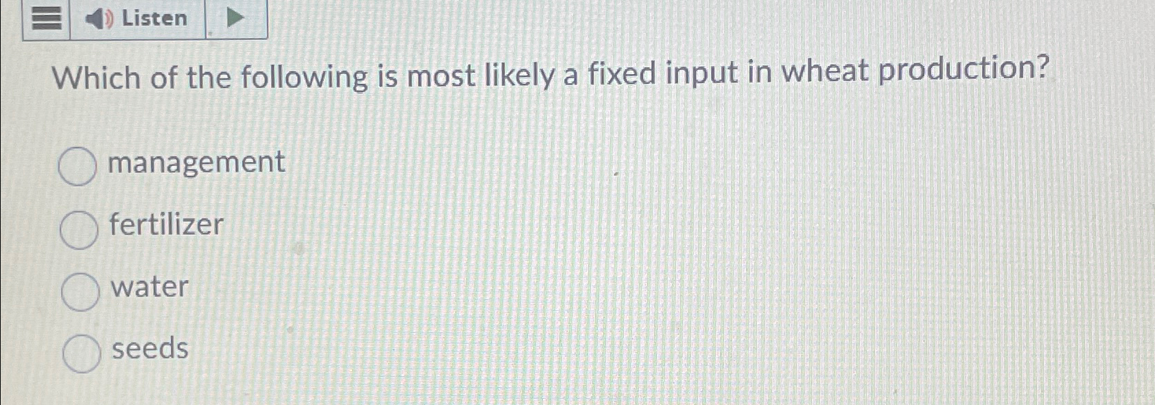 Solved ListenWhich of the following is most likely a fixed | Chegg.com