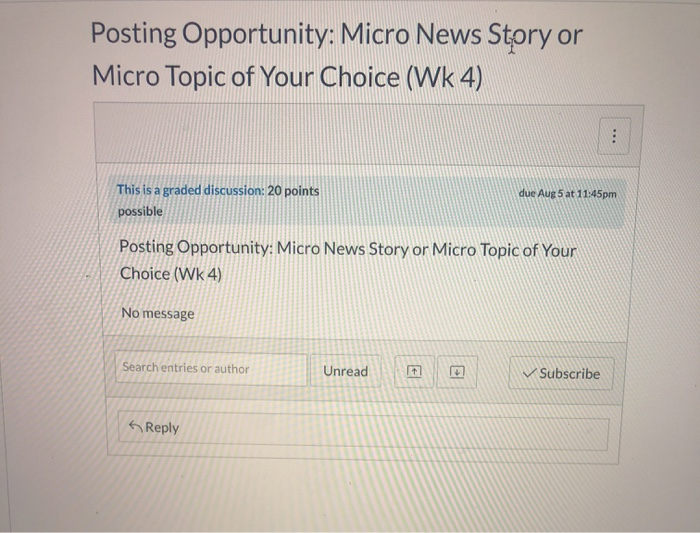 Solved Posting Opportunity: Micro News Story or Micro Topic | Chegg.com