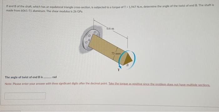 Solved If end B of the shaft, which has an equilateral | Chegg.com