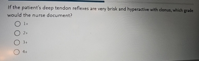 If the patient's deep tendon reflexes are very brisk | Chegg.com
