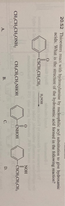 Solved 20.52 Thioesters react with hydroxylamine by | Chegg.com