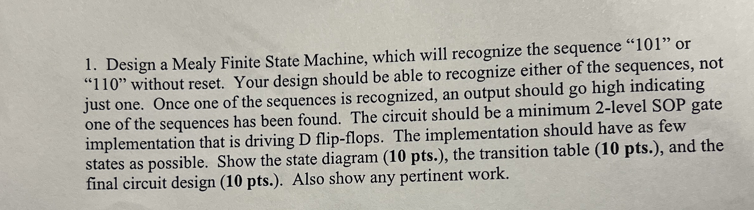 Solved Design a Mealy Finite State Machine, which will | Chegg.com