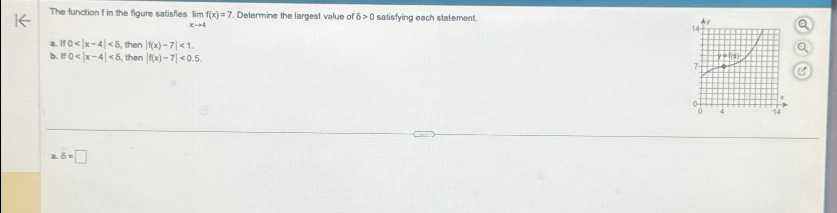 Solved The function f ﻿in the figure satisfies limx→4f(x)=7. | Chegg.com