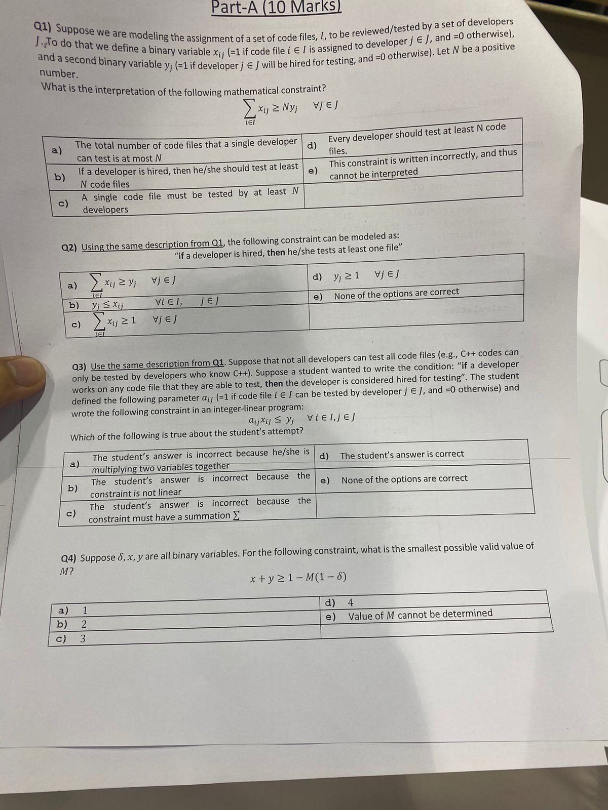 Solved Part-A (10 ﻿Marks)Q1) ﻿Suppose we are modeling the | Chegg.com