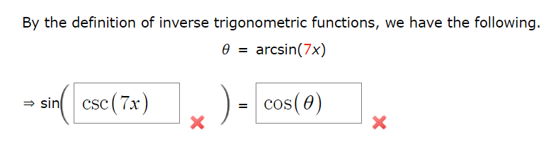 Solved By the definition of inverse trigonometric functions, | Chegg.com