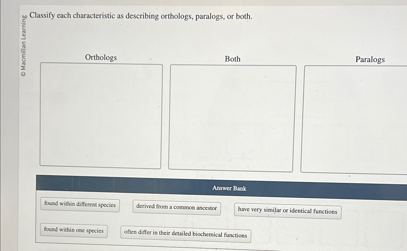 Solved a Classify each characteristic as describing | Chegg.com