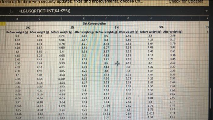 Solved A study of osmosis on potato cells in salt | Chegg.com