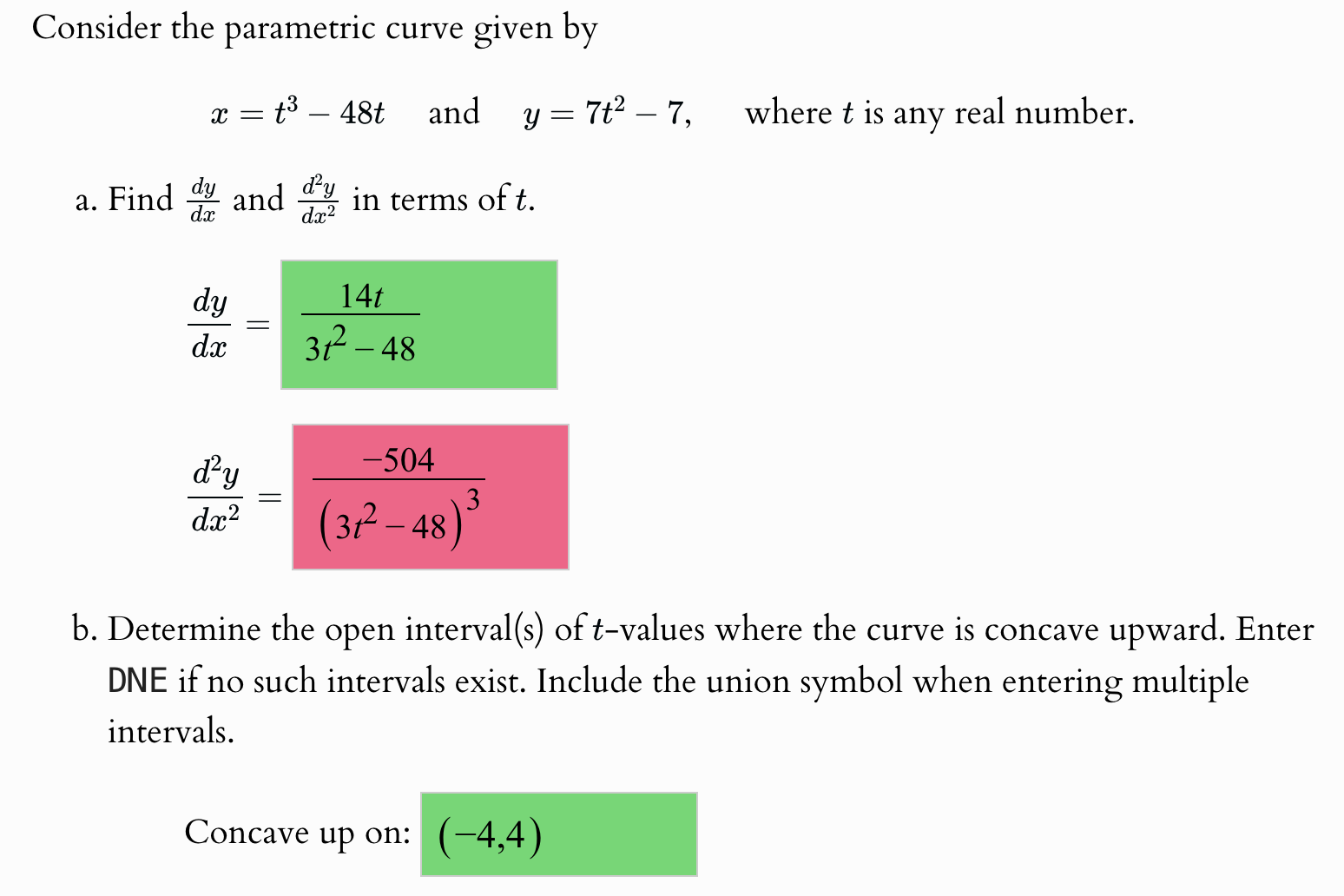 Solved Consider the parametric curve given byx=t3-48t, ﻿and | Chegg.com