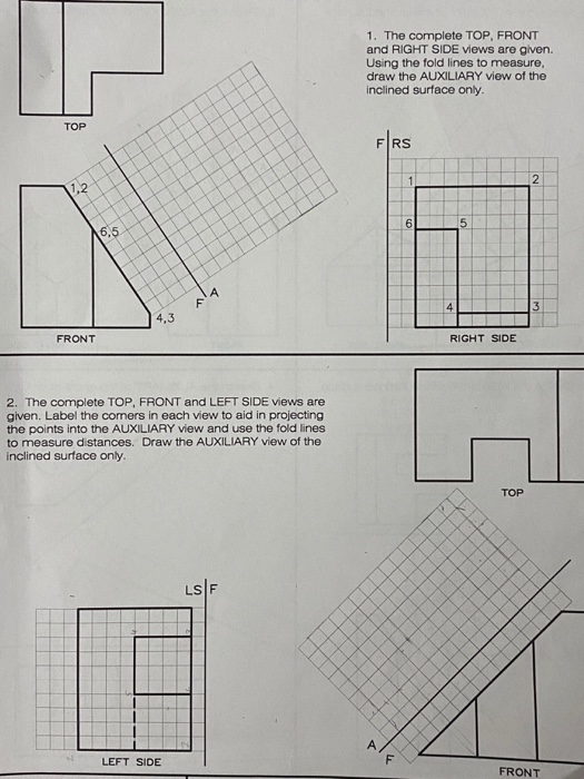 Solved 1. The complete TOP, FRONT and RIGHT SIDE views are | Chegg.com