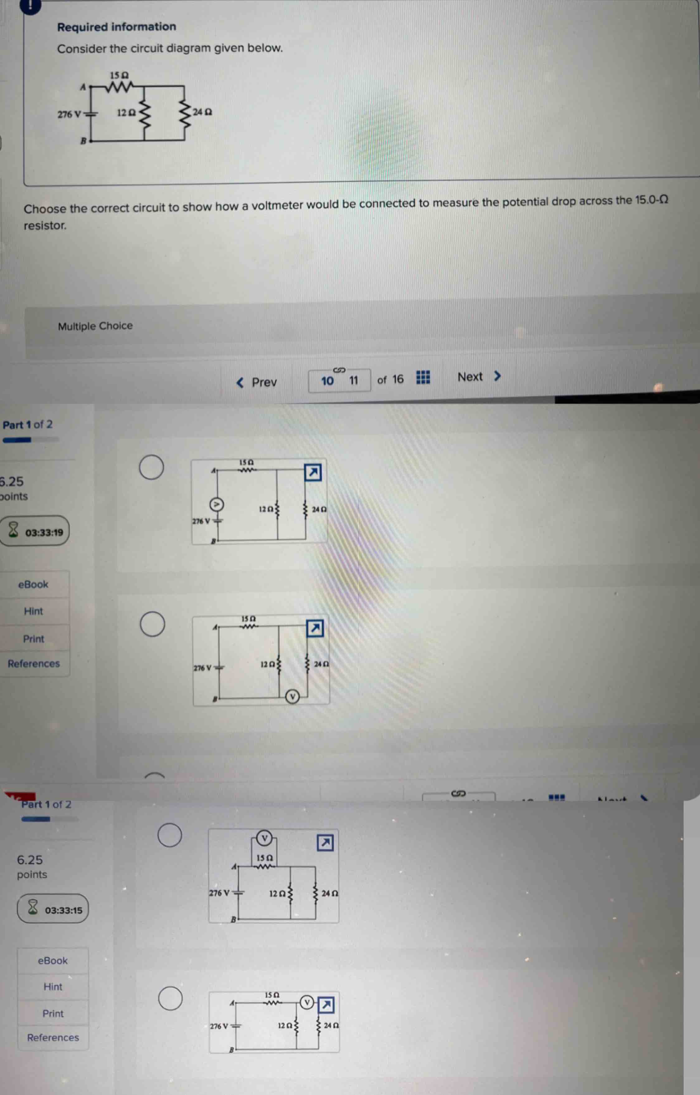 Solved Choose the correct circuit to show how a voltmeter | Chegg.com