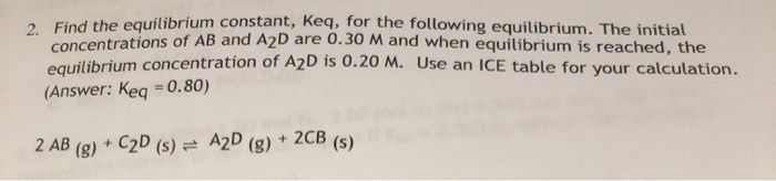 Solved 2. Find the equilibrium constant. Keg, for he | Chegg.com