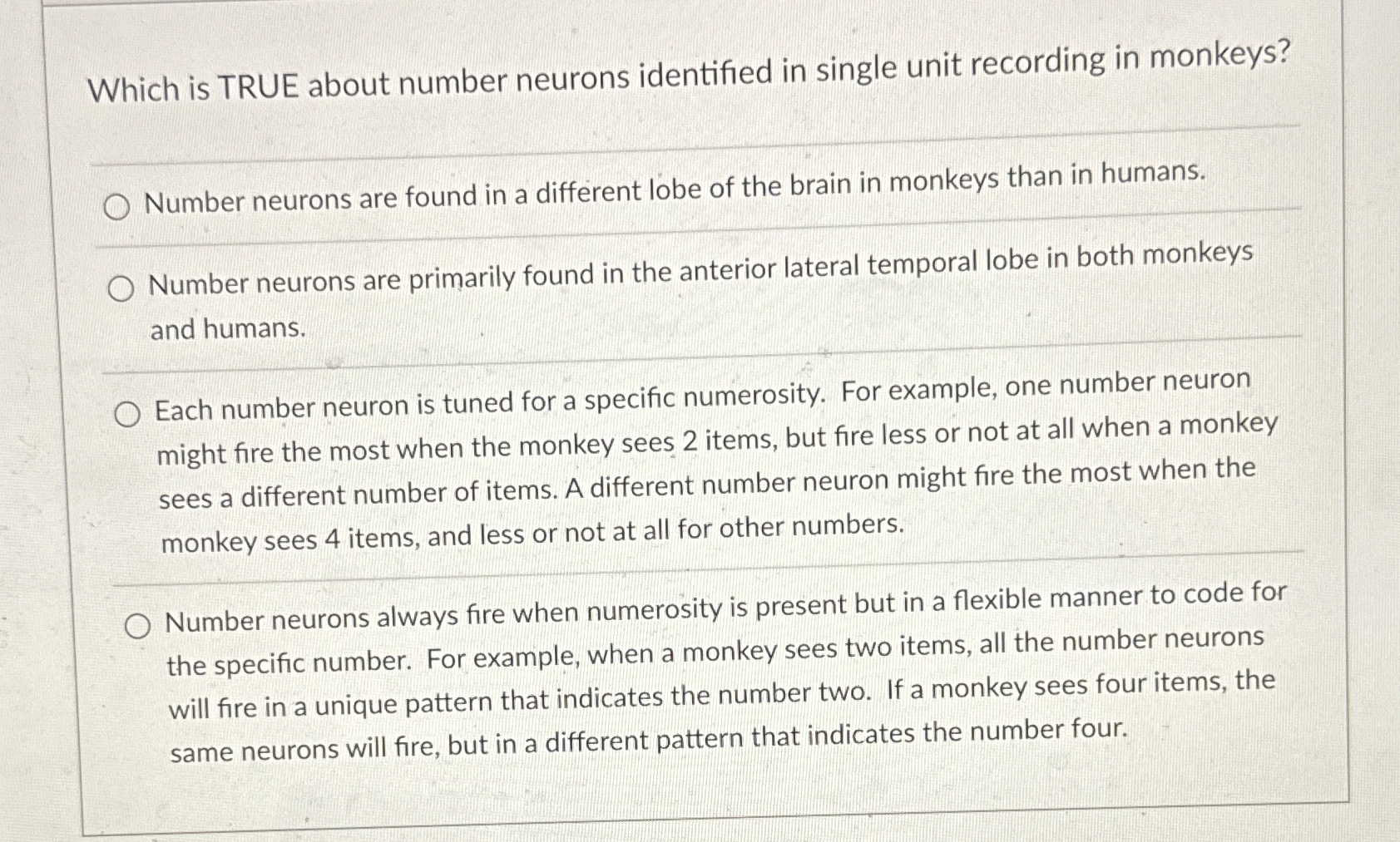 Solved Which is TRUE about number neurons identified in | Chegg.com